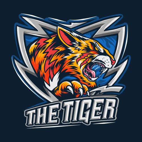 Tiger warrior mascot logo design Royalty Free Vector Image