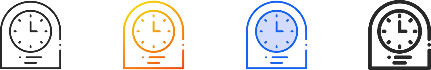 Clock iconthin linear gradient blue stroke Vector Image