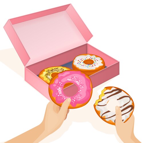 Doughnuts in a box Royalty Free Vector Image - VectorStock