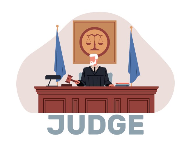 Judge woman court worker in judicial robe holding Vector Image