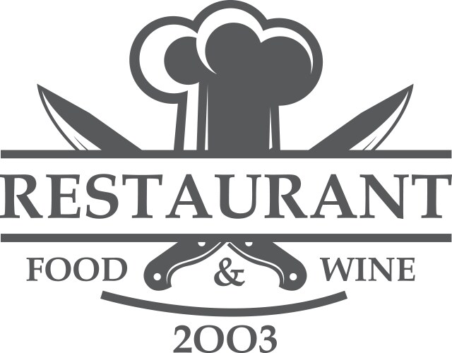 Chef head and crossed knives cooking emblem Vector Image