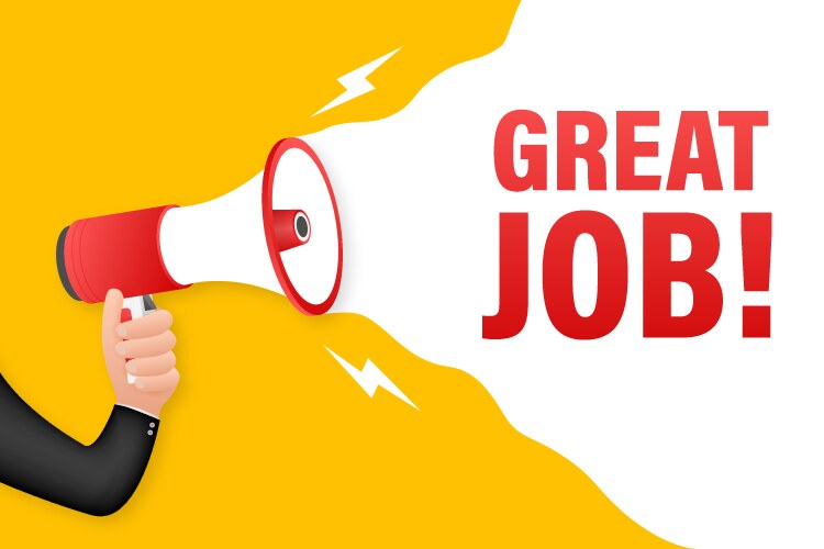 Great job golden thank you label with thumb up Vector Image