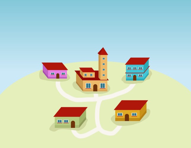 A rural house village scene Royalty Free Vector Image
