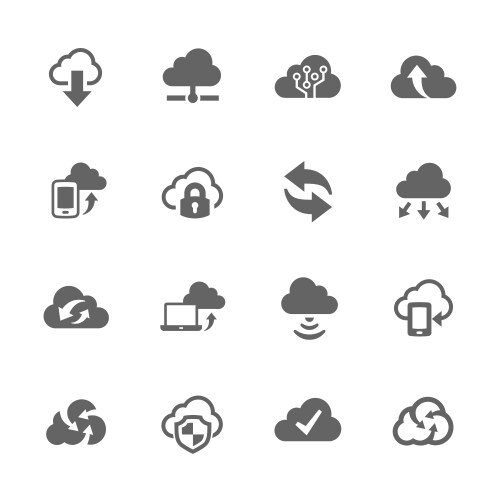 Line computer cloud icons Royalty Free Vector Image