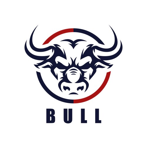 Angry bull logo with shield background Royalty Free Vector