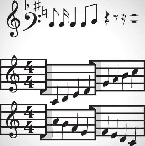Music notes and line paper template Royalty Free Vector