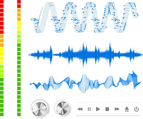 Sound waves frequency audio waveform music wave Vector Image