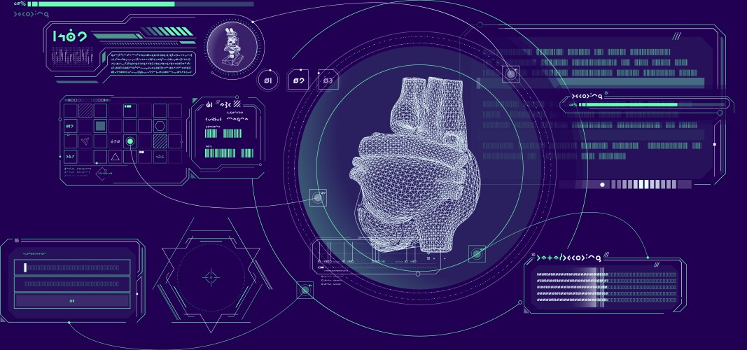 Sci-fi interface of data decoding program Vector Image