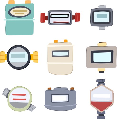 Boiler water gas meter cartoon Royalty Free Vector Image