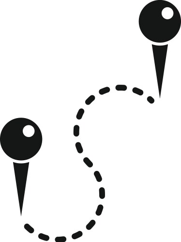 Black route map with pin markers icon Royalty Free Vector