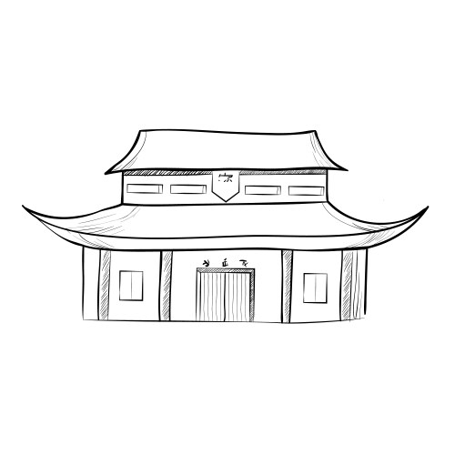 Traditional chinese house standing on white Vector Image