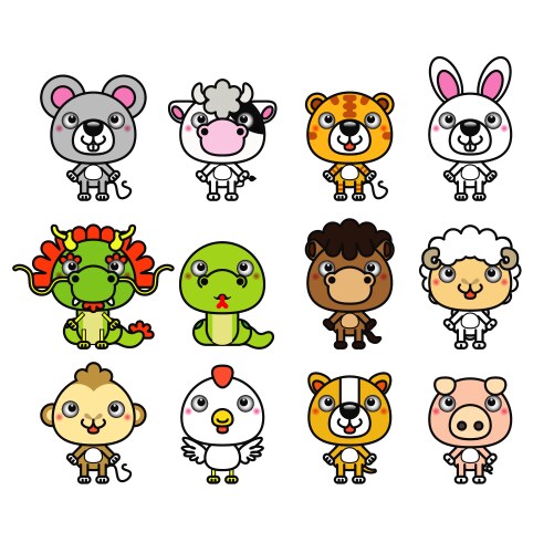 Chinese Zodiac Animals Royalty Free Vector Image
