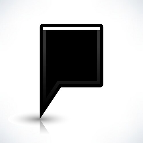 Black blank map pin flat location sign square icon