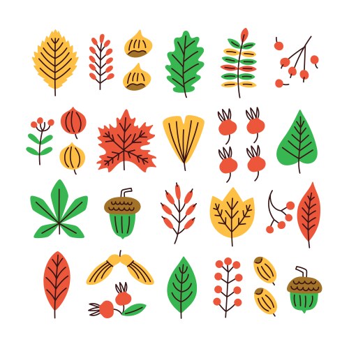 Autumn set isolated on white Royalty Free Vector Image