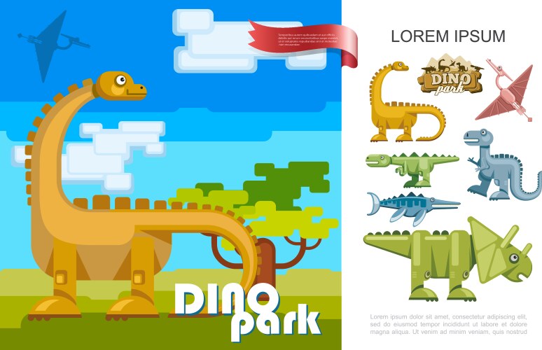 Dinosaurs adventure park banner with dino animals Vector Image