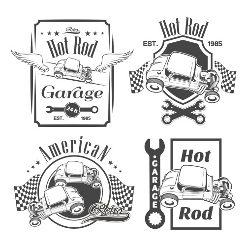 Hot rod car with big engine Royalty Free Vector Image