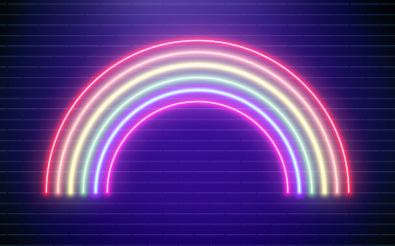 Rainbow colors neon fireworks Royalty Free Vector Image