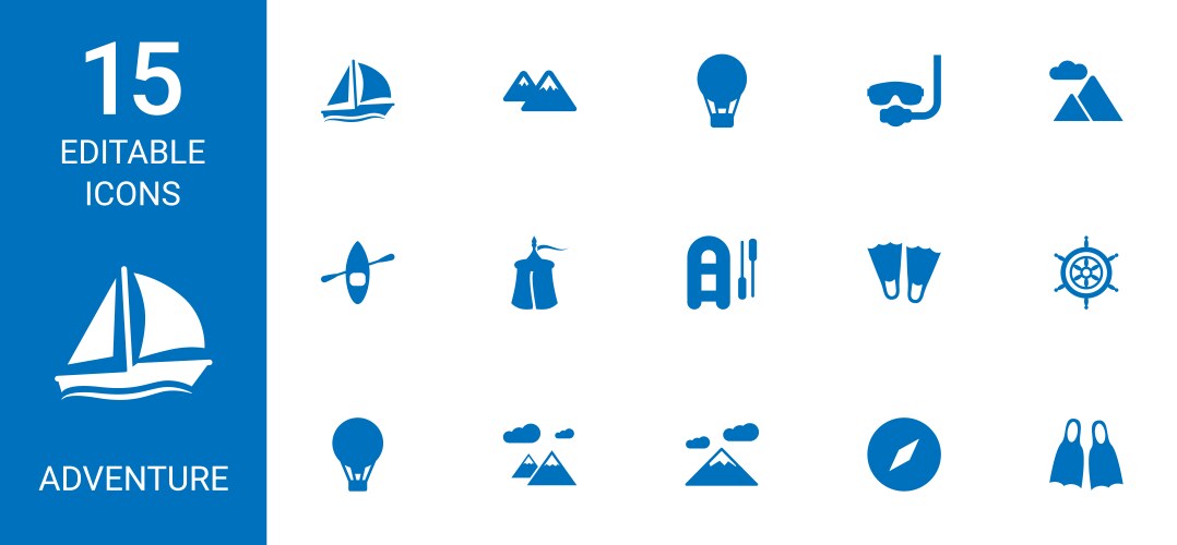 15 adventure icons Royalty Free Vector Image - VectorStock