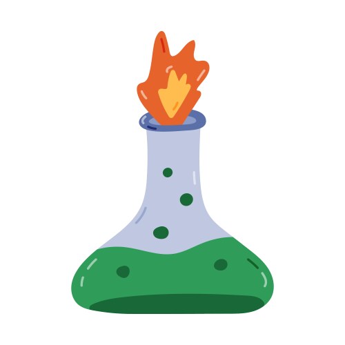 Cute cartoon set with laboratory beaker fire Vector Image