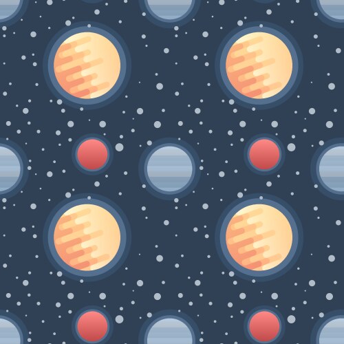 Cartoon Space Pattern - Rockets & Planets Vector Image