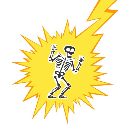 Skeleton electric shock by high voltage Royalty Free Vector