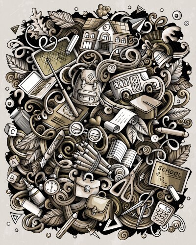 Cartoon doodles school Royalty Free Vector Image