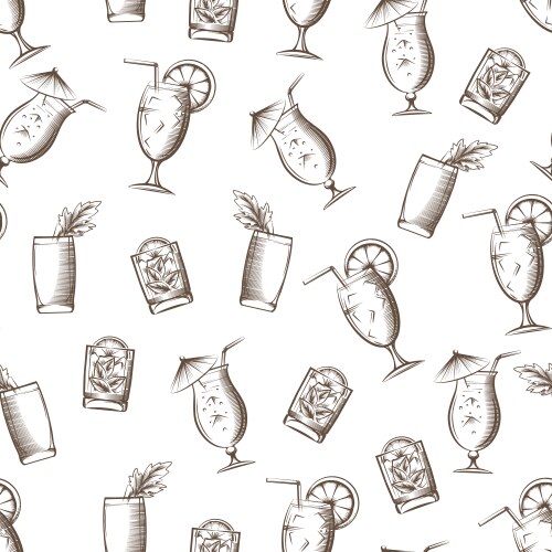 Cocktails with straws and slices seamless pattern Vector Image