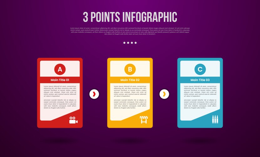 3 points or step process infographic with octagon Vector Image