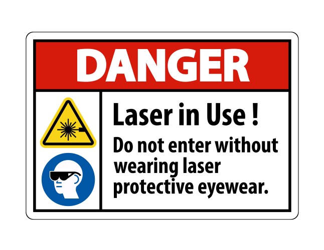 Warning sign laser in use authorized personnel Vector Image