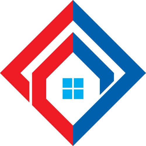 Triangle line construction company logo Royalty Free Vector