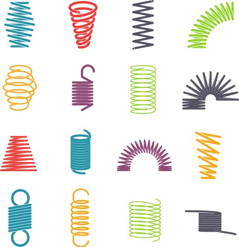 Spring coils metal spiral springs metallic coil Vector Image