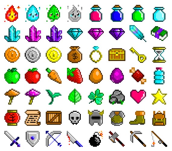 Pixel characters i love art Royalty Free Vector Image