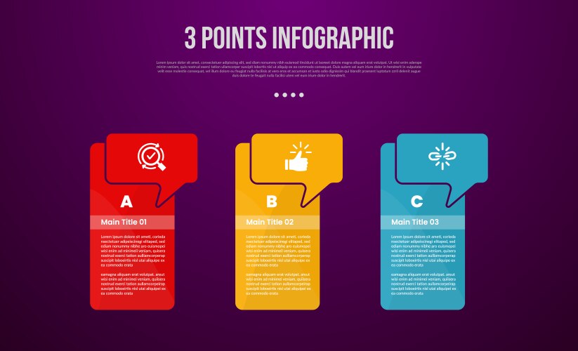 3 points or step process infographic with big Vector Image