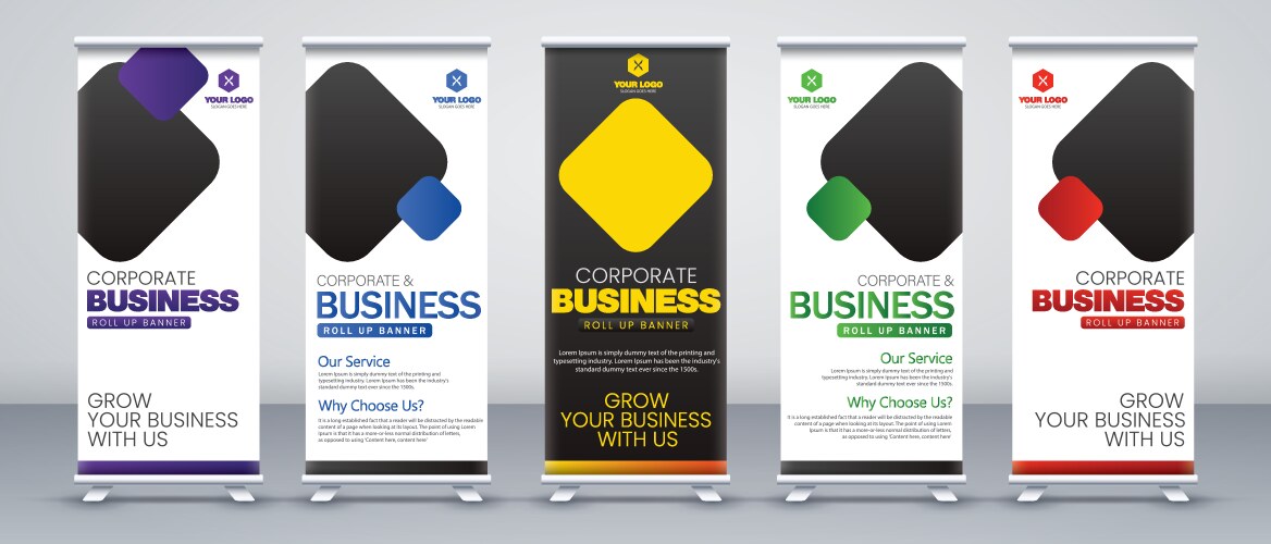 Wave roll up banner design set Royalty Free Vector Image