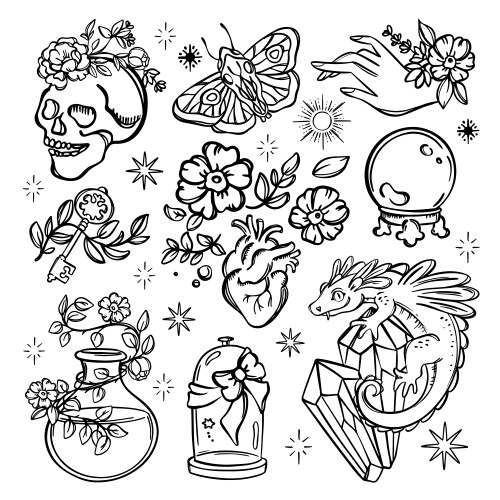 Witchcraft circular symbols magical spell circle Vector Image