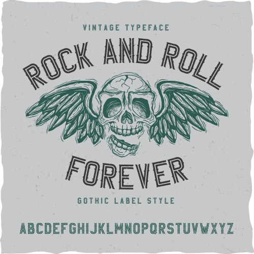 Rock and roll label font Royalty Free Vector Image