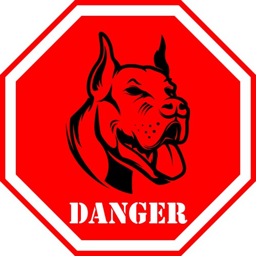 Angry dog warning sign yellow bulldog hazard Vector Image