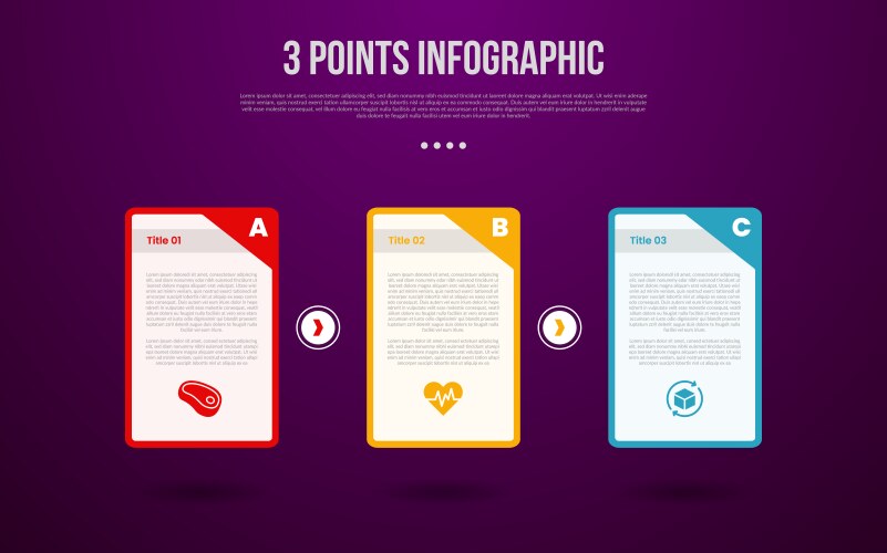 3 points or step process infographic with big Vector Image