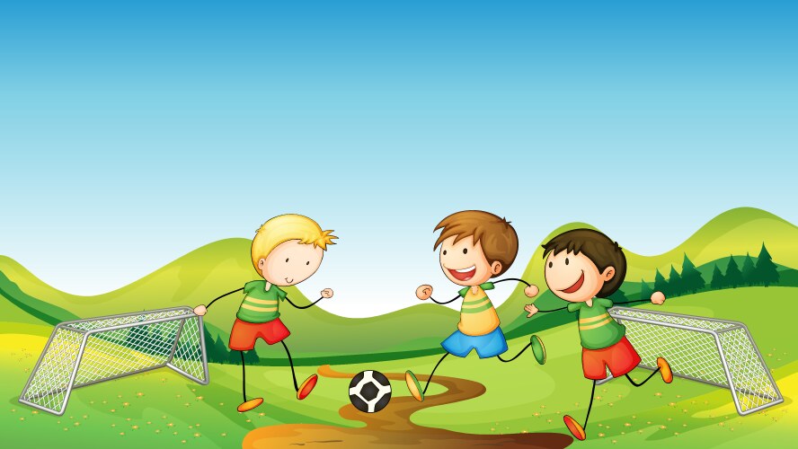 Kids in soccer practice Royalty Free Vector Image