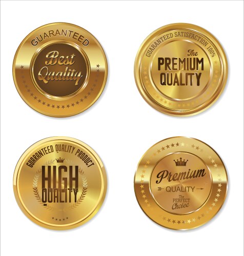Set of gold quality label vintages design Vector Image