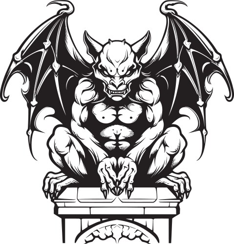 Ethereal guardian gargoyle full body statue Vector Image