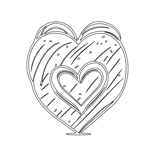 Heart shaped cake outline sketch Royalty Free Vector Image