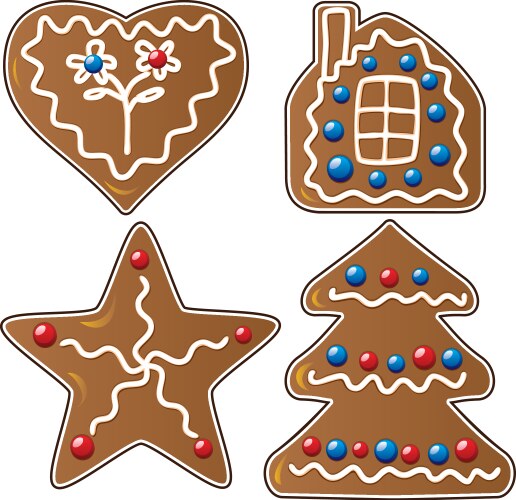Christmas gingerbread cookie in snowflake shape Vector Image