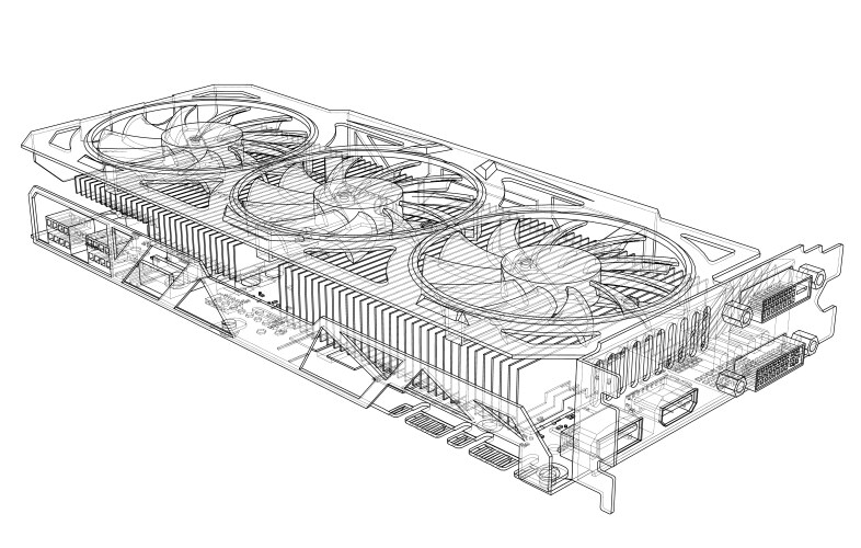 Gpu card outline Royalty Free Vector Image - VectorStock