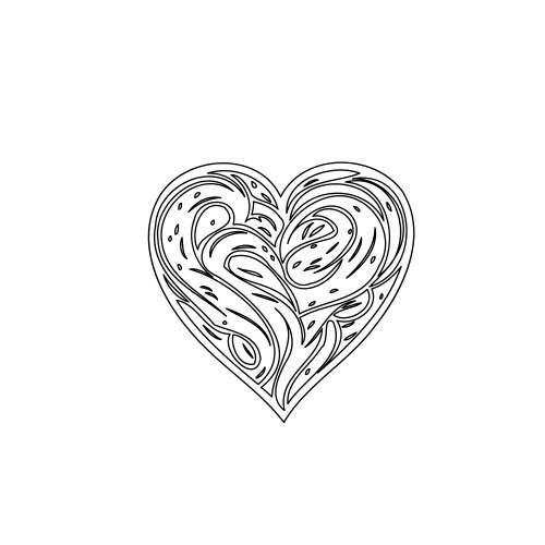 Heart shaped cake outline sketch Royalty Free Vector Image