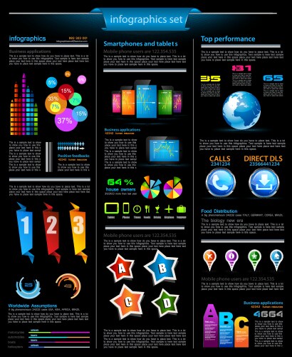 Infographic dashboard financial charts gradient Vector Image