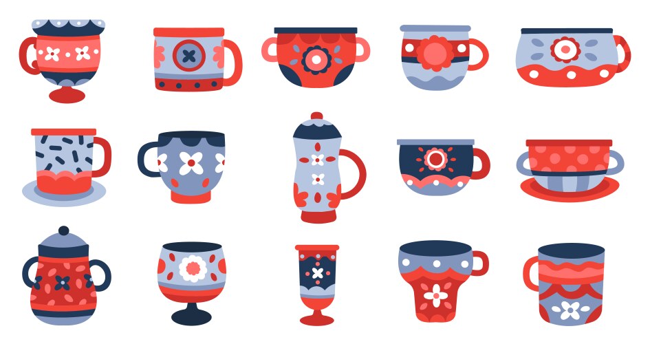 Cartoon ceramic crockery kitchen cookware Vector Image