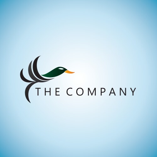 Duck swimming on water logo flat design Royalty Free Vector