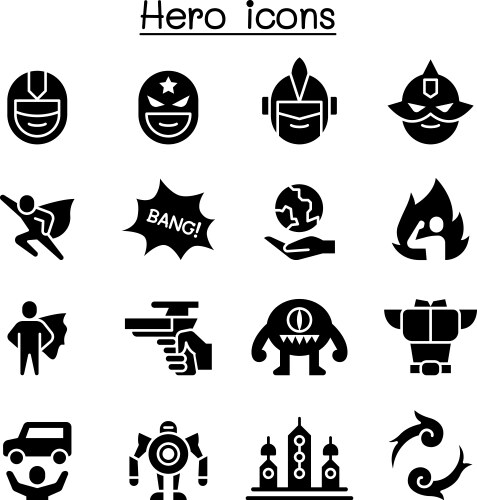 Hero icon set Royalty Free Vector Image - VectorStock