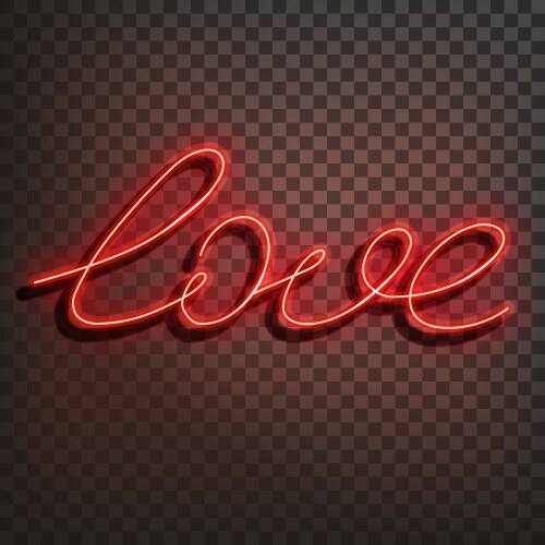Neon word love a bright red sign Royalty Free Vector Image